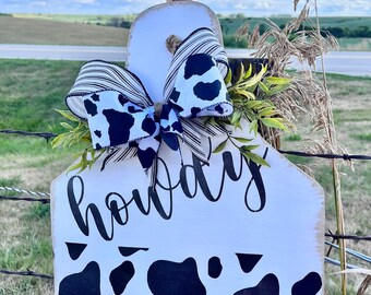 Howdy Cow Print Front Door Hanger - Etsy