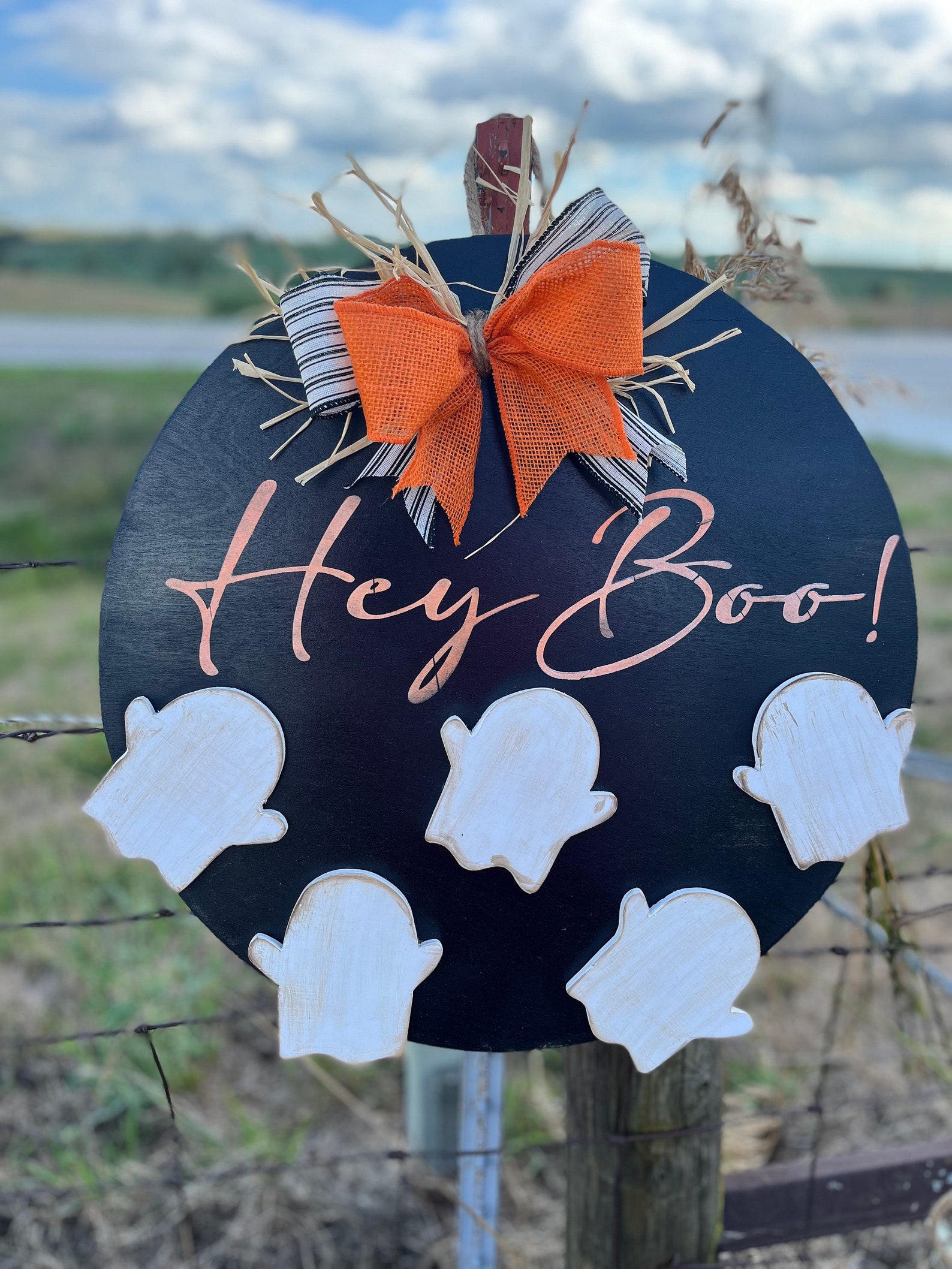 Hey Boo Halloween Door Hanger Spooky Door Decor - Etsy