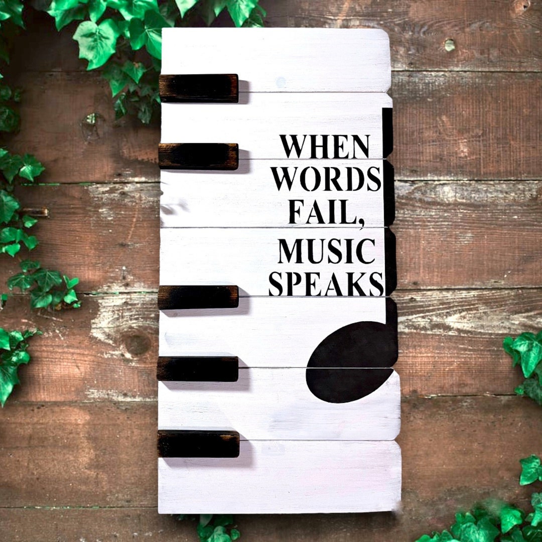 When Words Fail Music Speaks Wooden Farmhouse Sign, Music Lover Gift ...
