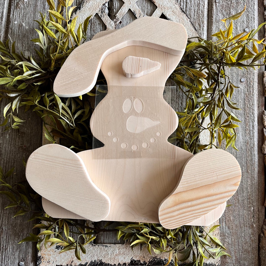 Wood Snowman Cutout, DIY Wood Winter Kit With Stencil - Etsy