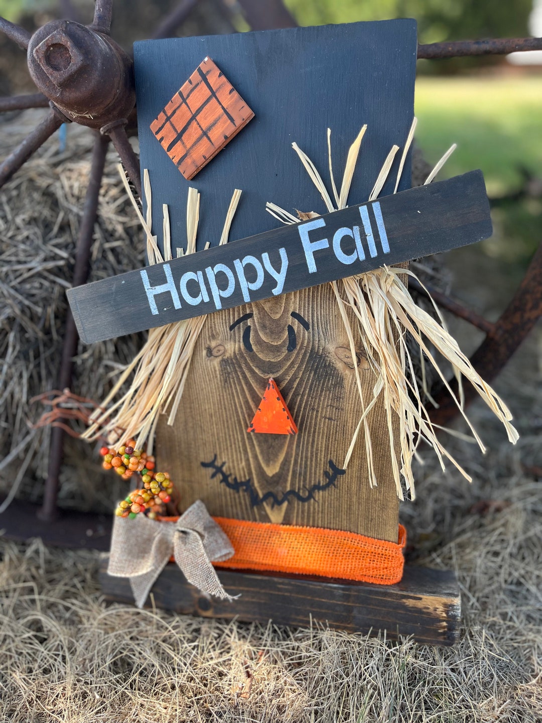 Happy Fall Scarecrow Entryway Decor, Fall Decorations - Etsy