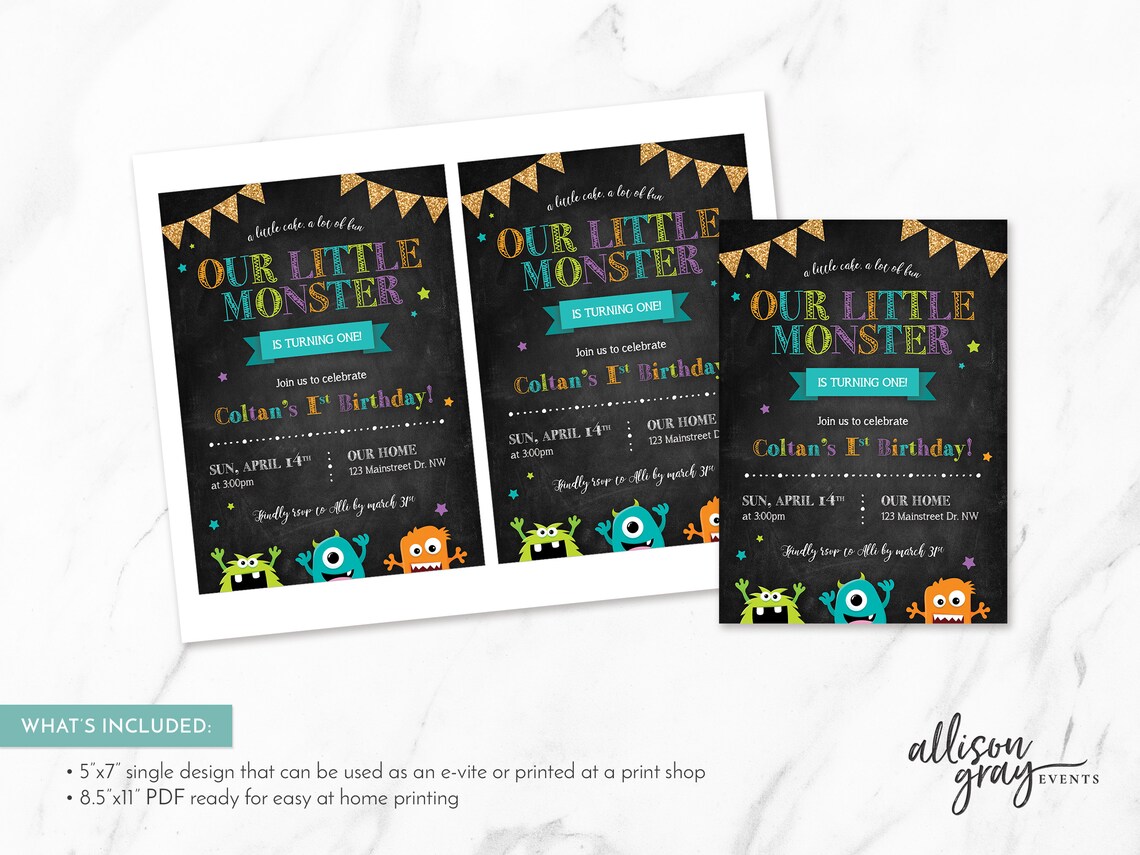 Monster Party Invitation Any Age Birthday Invite PRINTABLE Digital ...