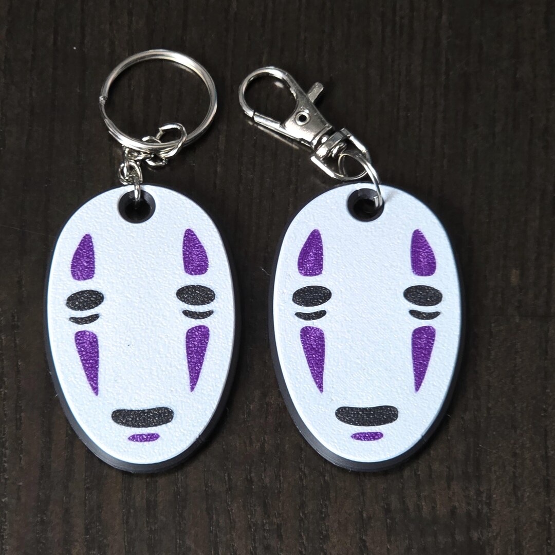 No-face Keychain | Kaonashi Double-sided Charm | Sturdy & Textured ...