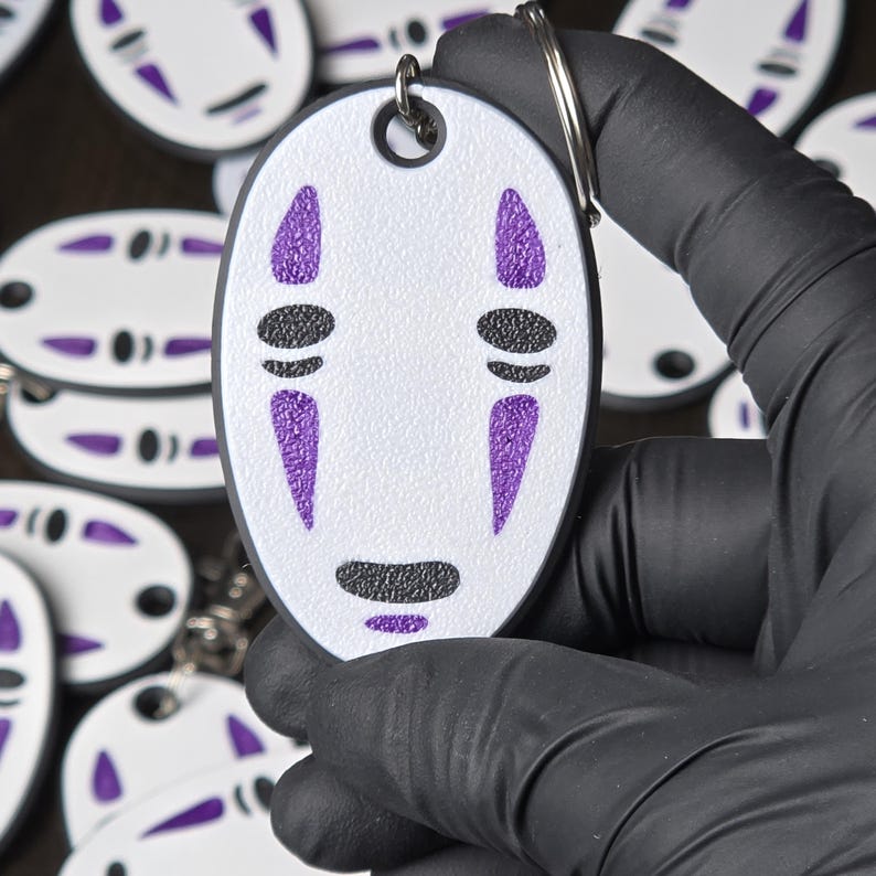 No-face Keychain | Kaonashi Double-sided Charm | Sturdy & Textured ...