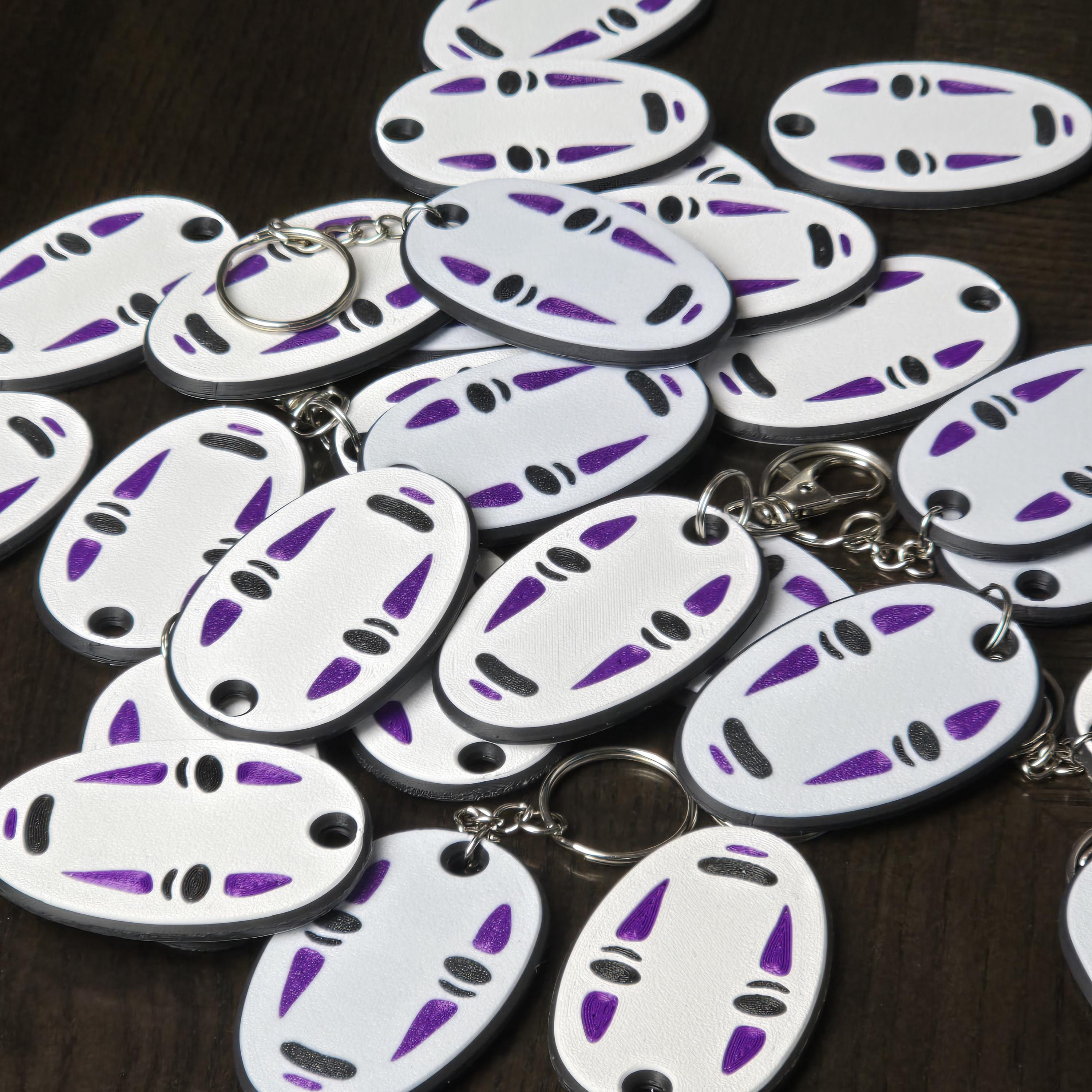 No-face Keychain | Kaonashi Double-sided Charm | Sturdy & Textured ...