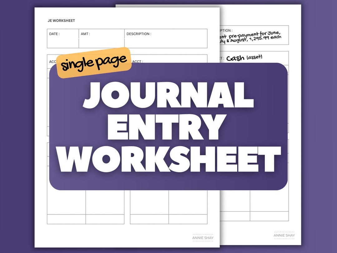 Journal Entry Worksheet (printable) - Etsy