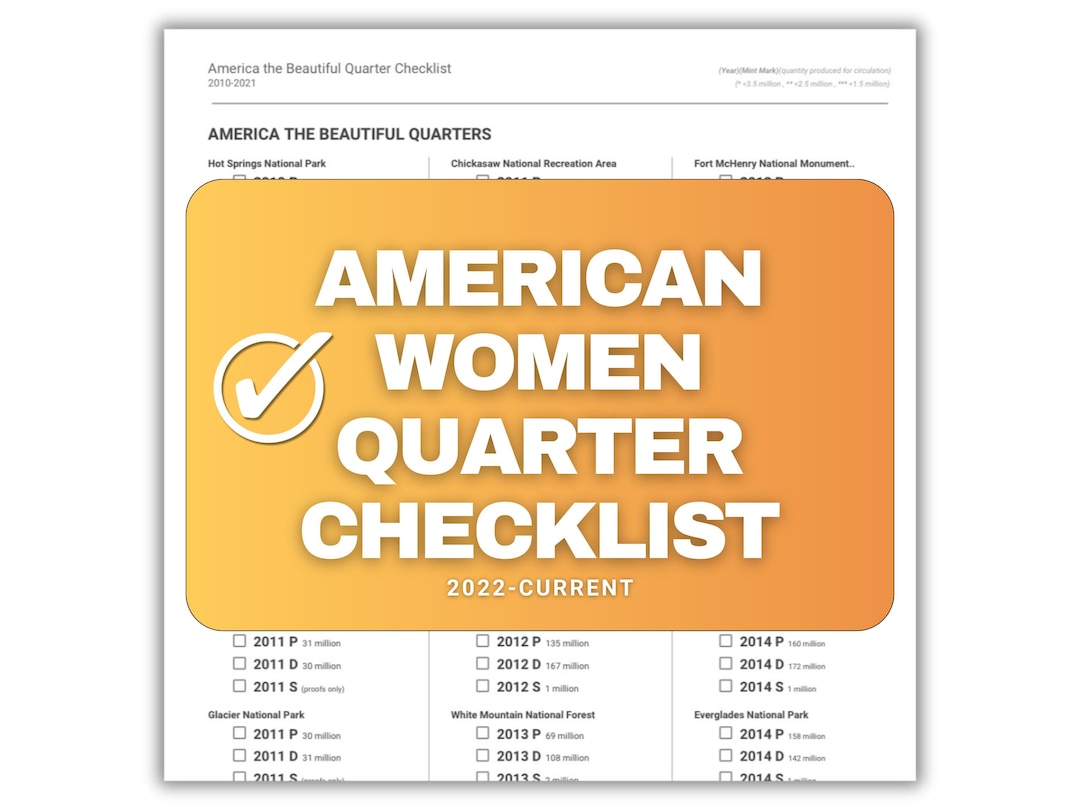 American Women Quarter Checklist - Etsy