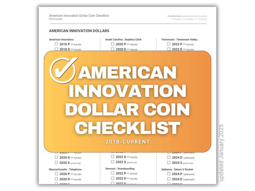 US American Innovation Dollar Coin Collection Checklist: 2018-current ...