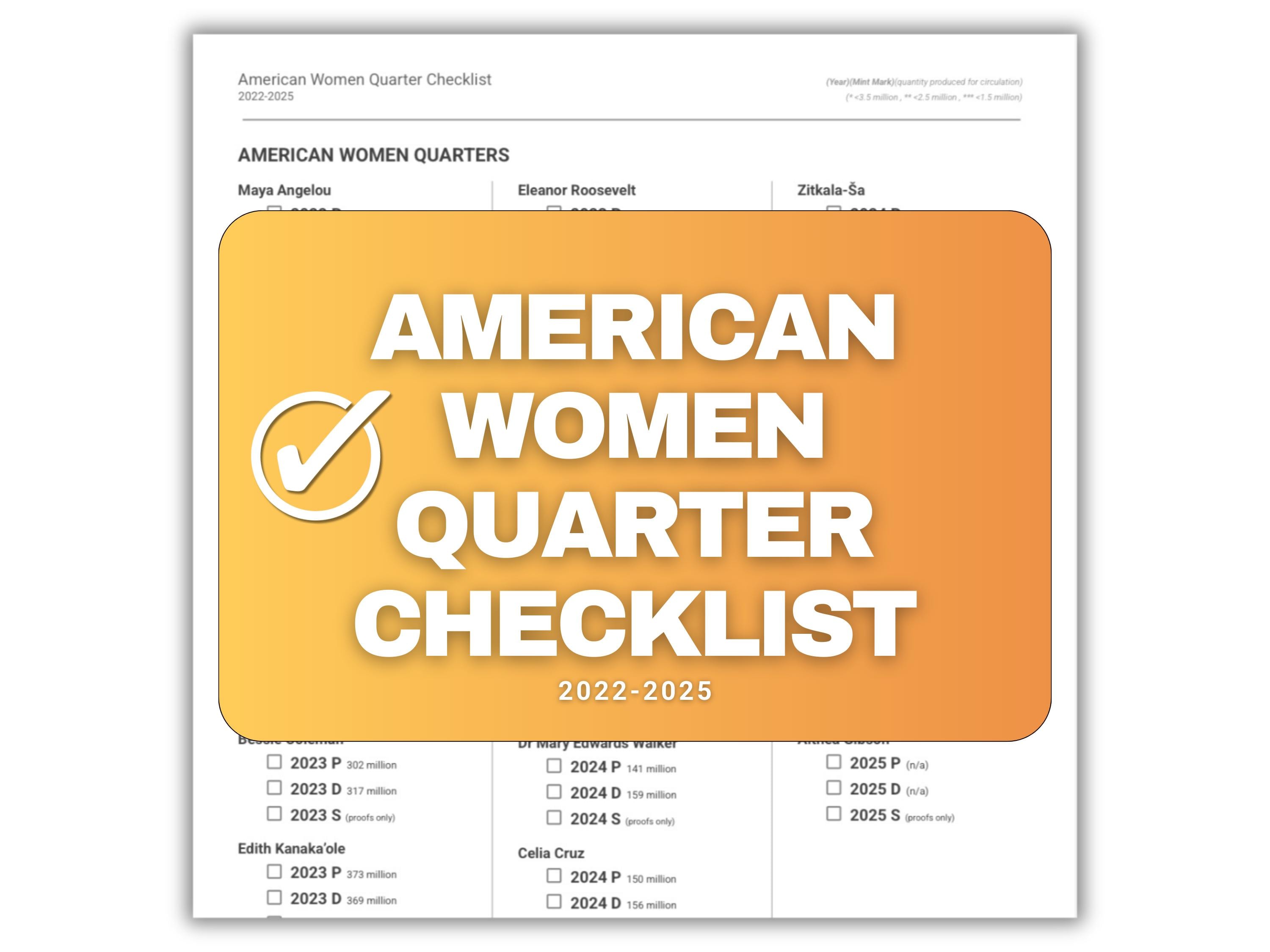 US American Women Quarter Collection Checklist: 2022-2025 (printable ...