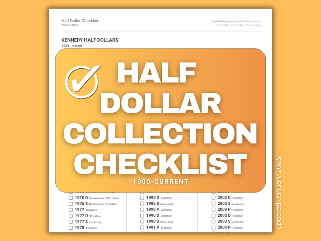 Half Dollar Collection Checklist - Etsy