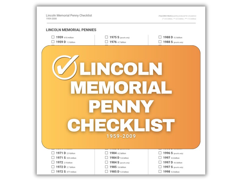 Lincoln Memorial Penny Checklist - Etsy