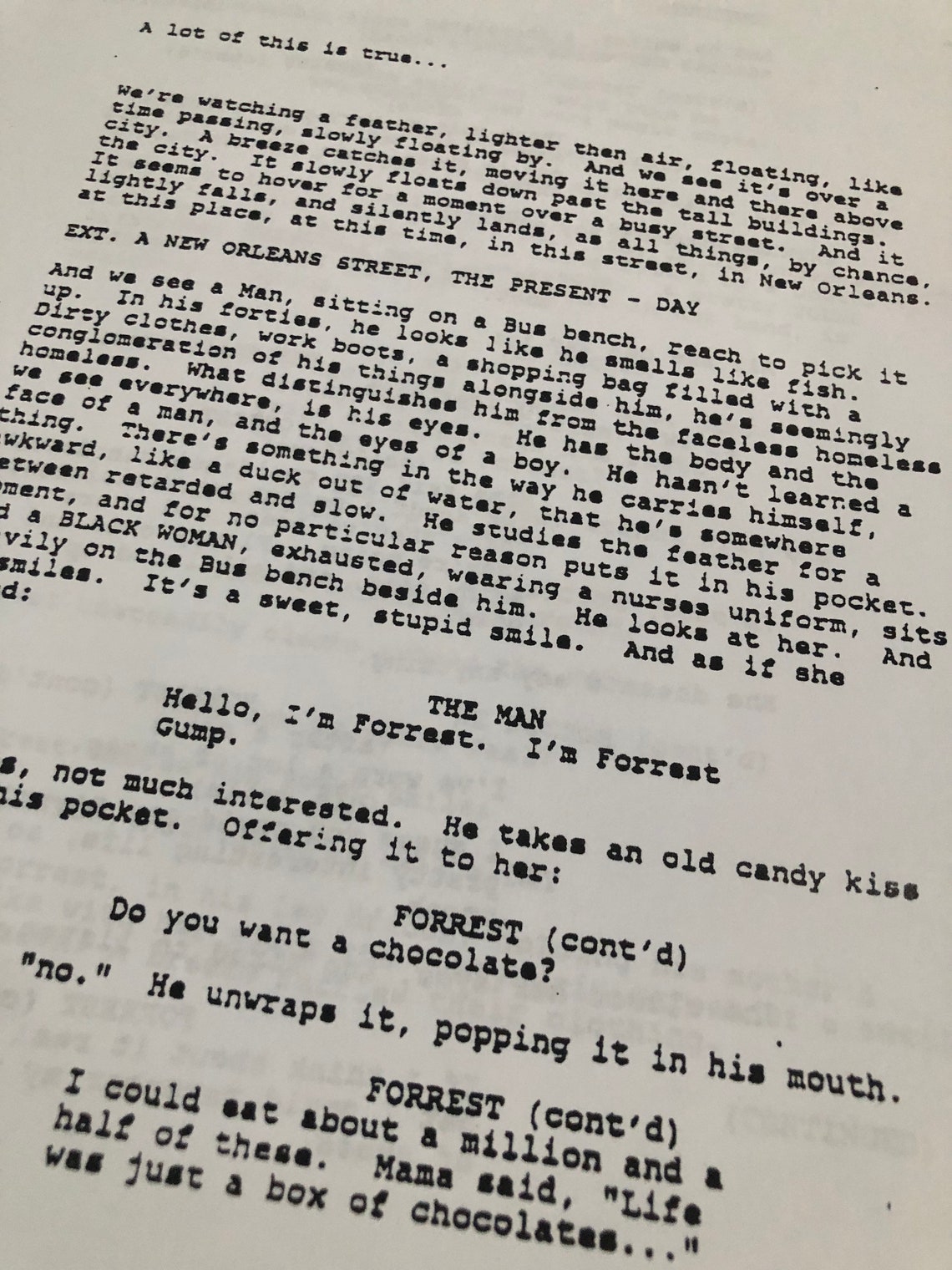 Forrest Gump Movie Script | Etsy