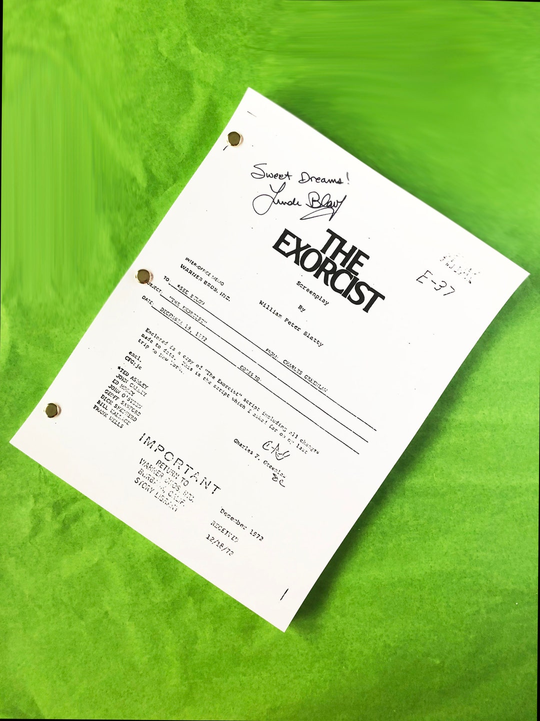 The Exorcist Movie Script Horror Original Full Screenplay Classic Vintage - Etsy