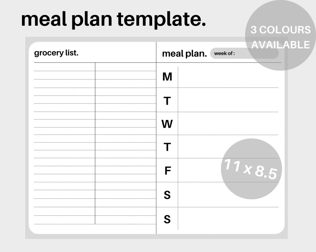 Meal Planner Printable | Meal Plan Template | Meal Prep | Meal Planner ...