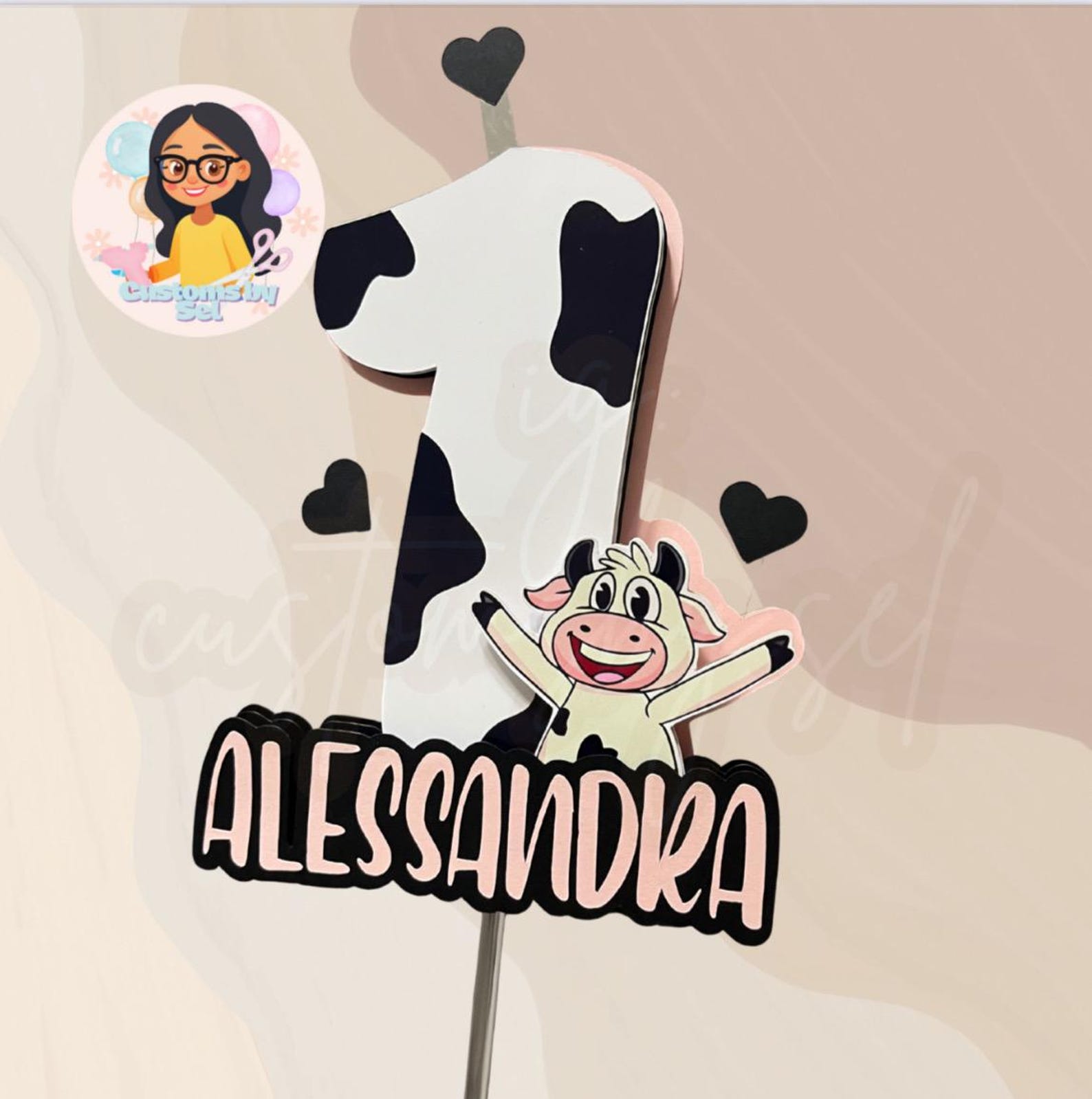 LA VACA LOLA Cake Topper, La Vaca Lola Party, La Vaca Lola 3D Topper ...