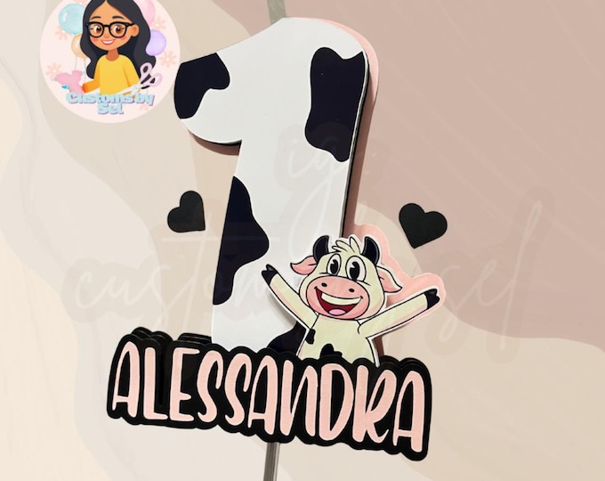 LA VACA LOLA Cake Topper, La Vaca Lola Party, La Vaca Lola 3D Topper ...
