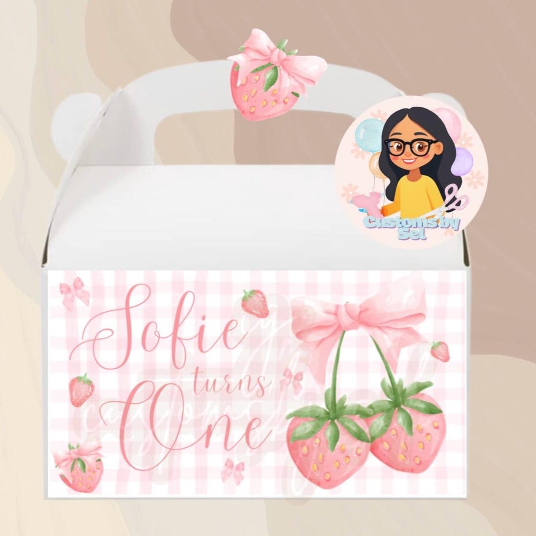 BERRY COQUETTE BIRTHDAY, Custom Treat Box, Custom Gable Box, Berry ...