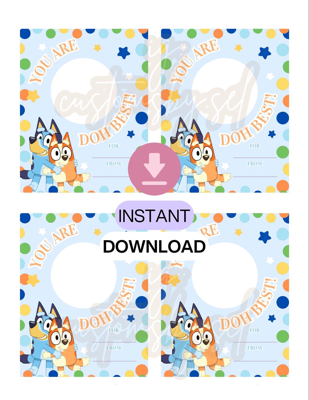 BLUEY PLAYDOH TEMPLATE, Bluey Valentines, Bluey Exchange Cards ...