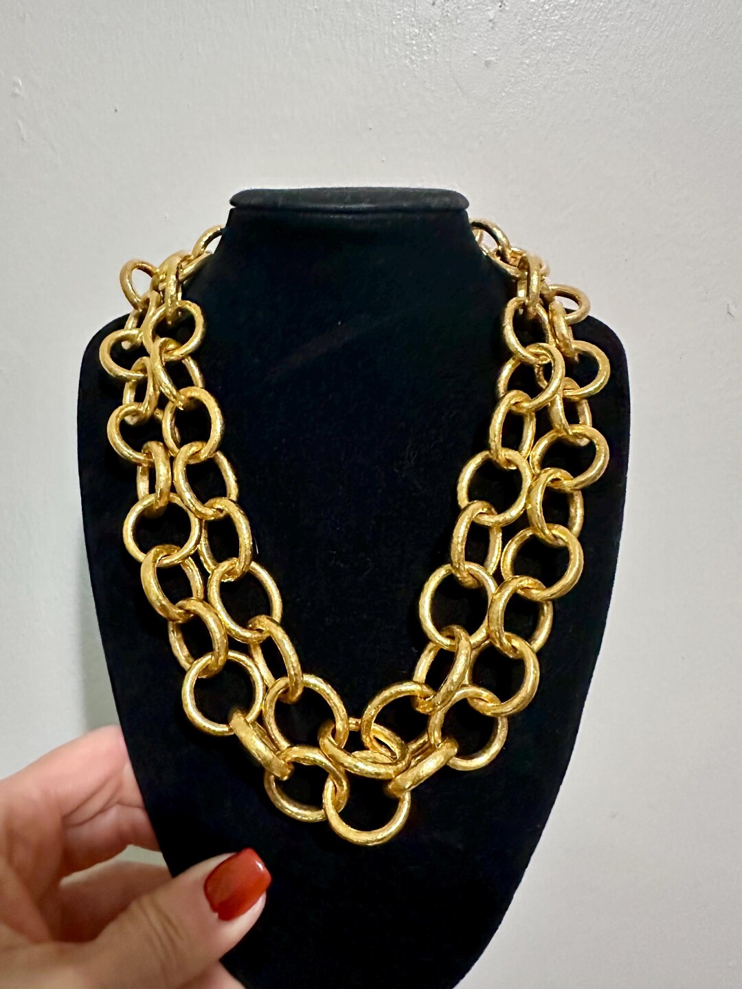 22k Yellow Gold Large Links Chains Set of 2 - Etsy