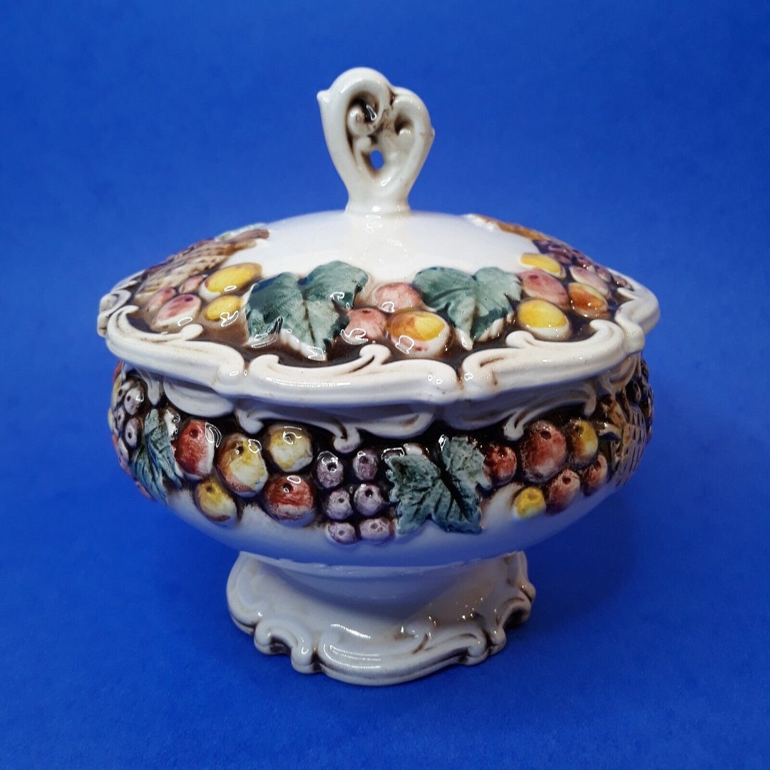 Lefton Candy Dish With Lid #2089 Della Robia Robbia Fruit Design ...