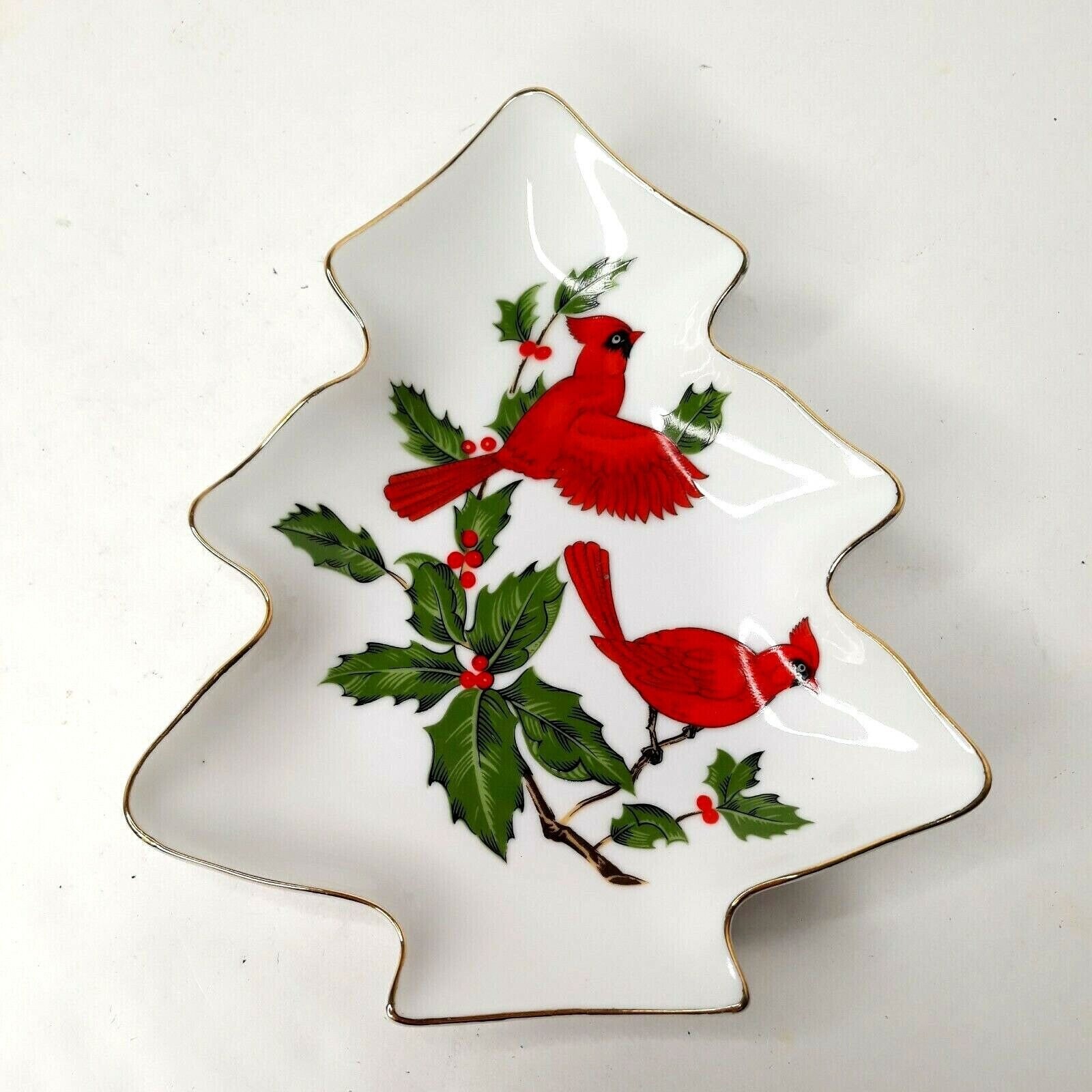 LEFTON Candy Dish Vtg 1984 Cardinal Christmas Tree Holiday - Etsy