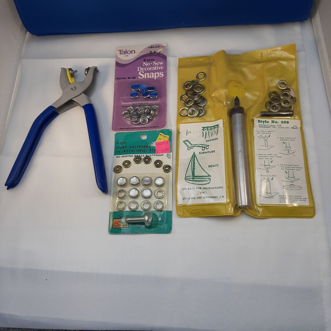 Grommet Kit Tool LOT TAPEX Pearl Snaps No Sew Sail Bags Pants Shower ...