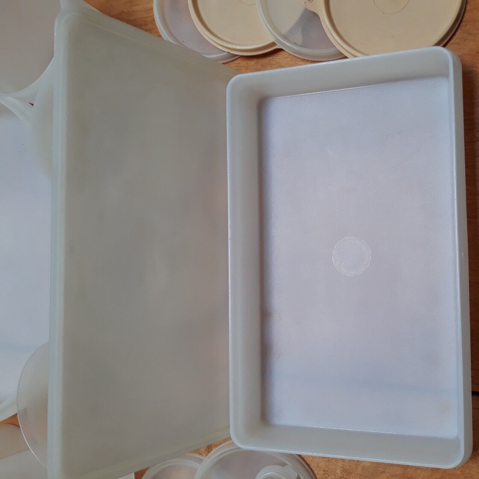 Vintage TUPPERWARE Container Lot W/ Lids Shear Clear Pie Bacon Pour ...