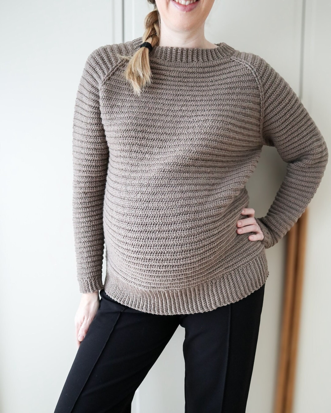 Crochet Sweater Pattern for Women. Ribbed Crochet Sweater Worked Top ...