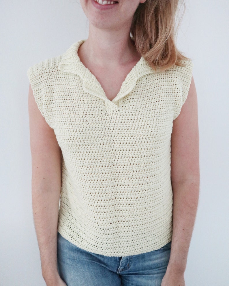 Crochet Polo Top PDF Pattern Summer Polo Top - Etsy