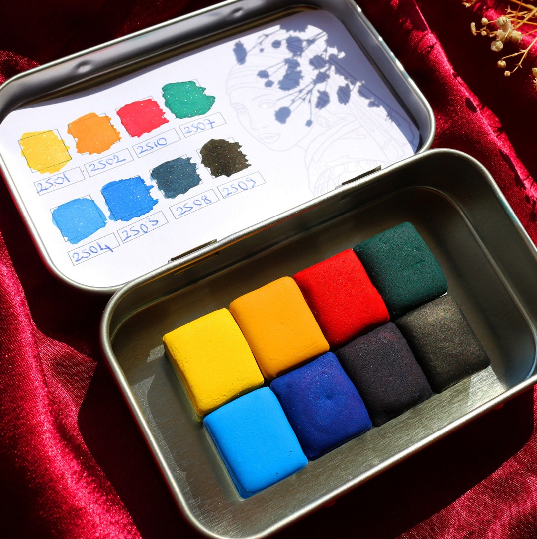 Basic Colors - 8 Pcs Handmade Watercolor Palette - Matte Watercolor ...