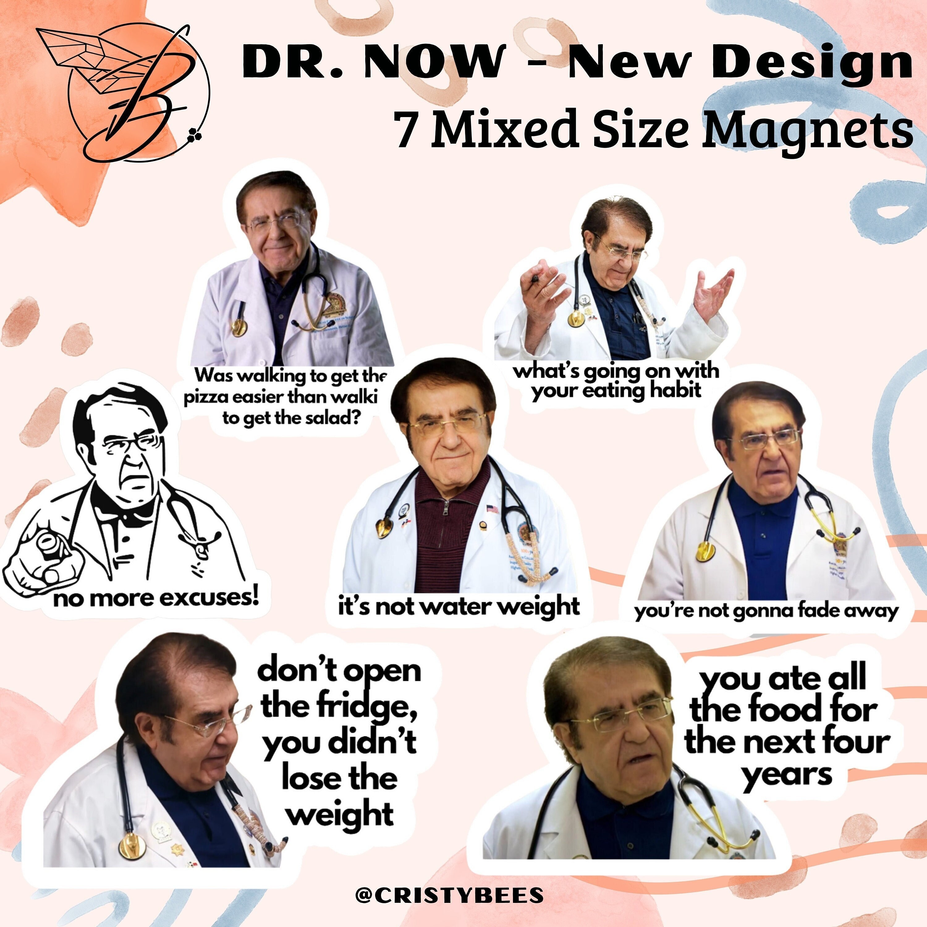 NEW DESIGN- Dr. Now Magnets Set Funny, Weight Loss, Funny Dr Now ...