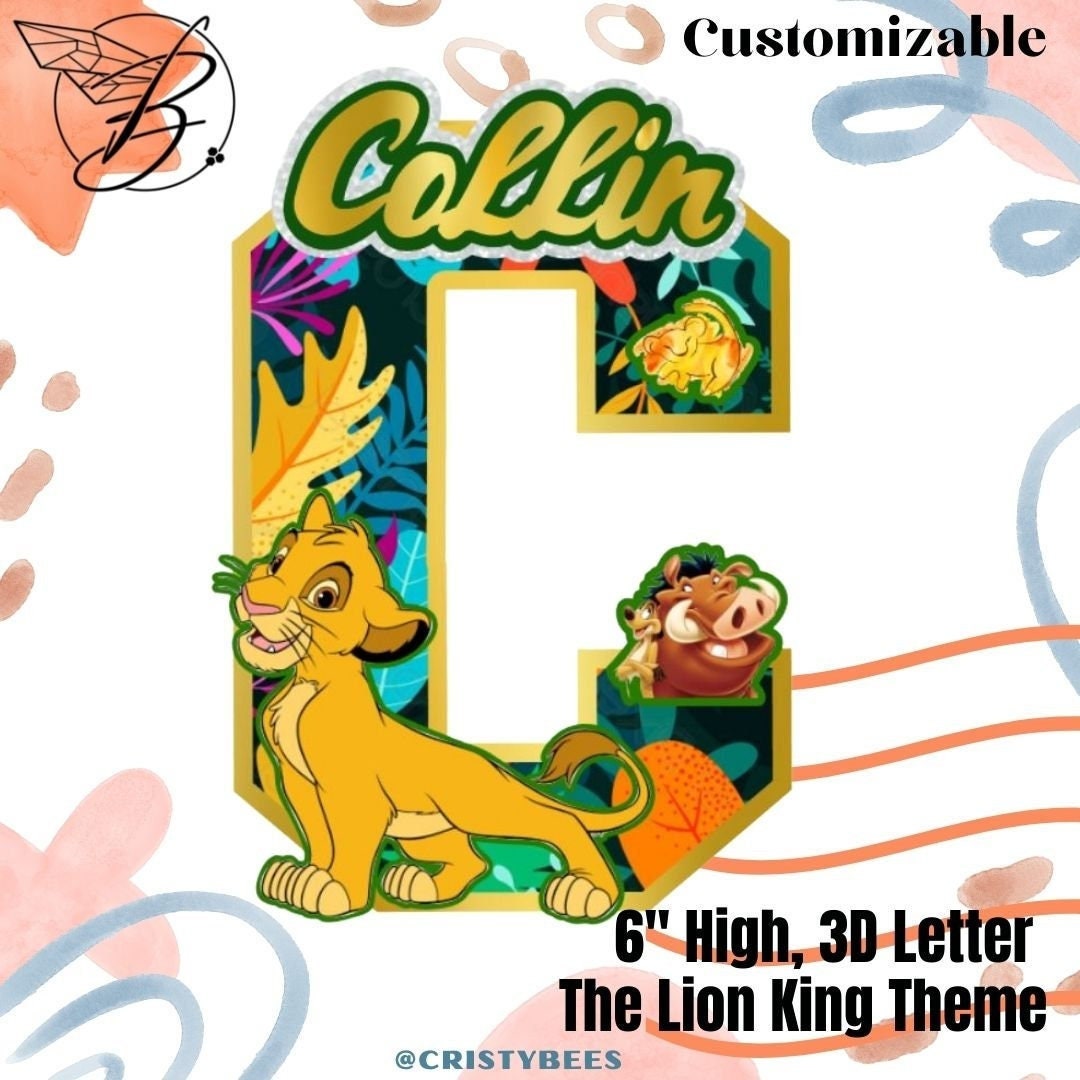 3D Letter the Lion King Safari on Premium Gold Cardstock 6" High ...