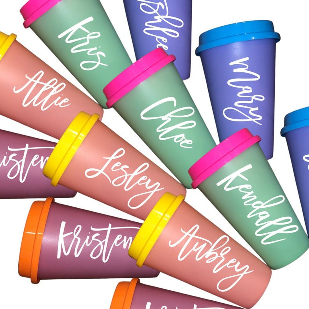 16oz Hot Coffee Cup, Changing Color Cup, Plastic, Vibrant Combination ...