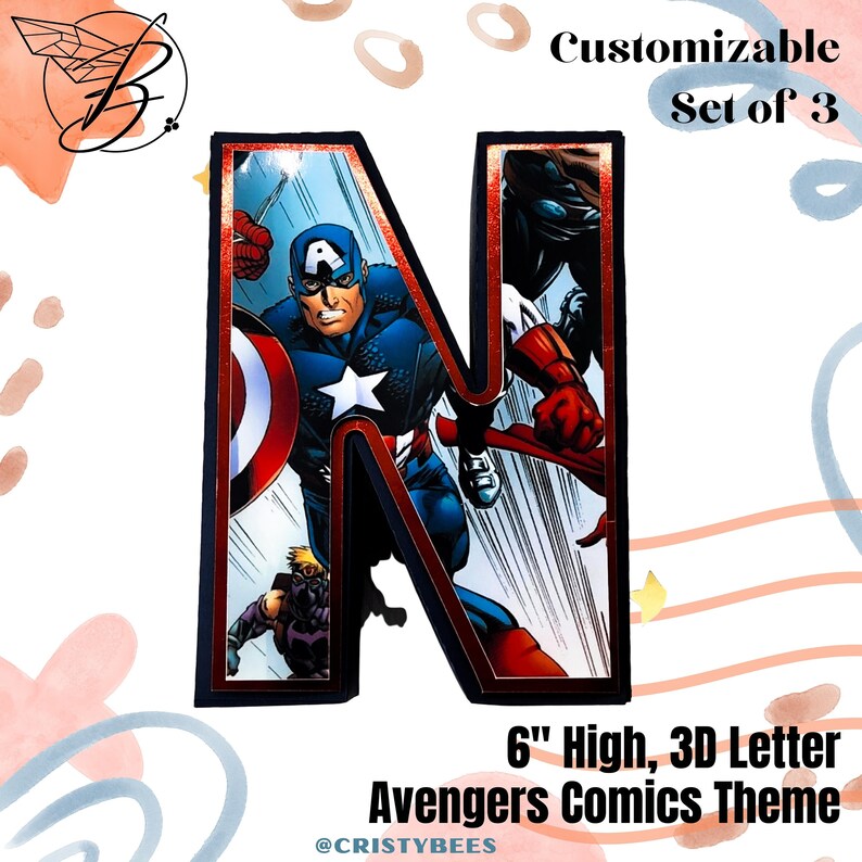 3D Avengers Comics Letter on Premium Cardstock 6 - Etsy