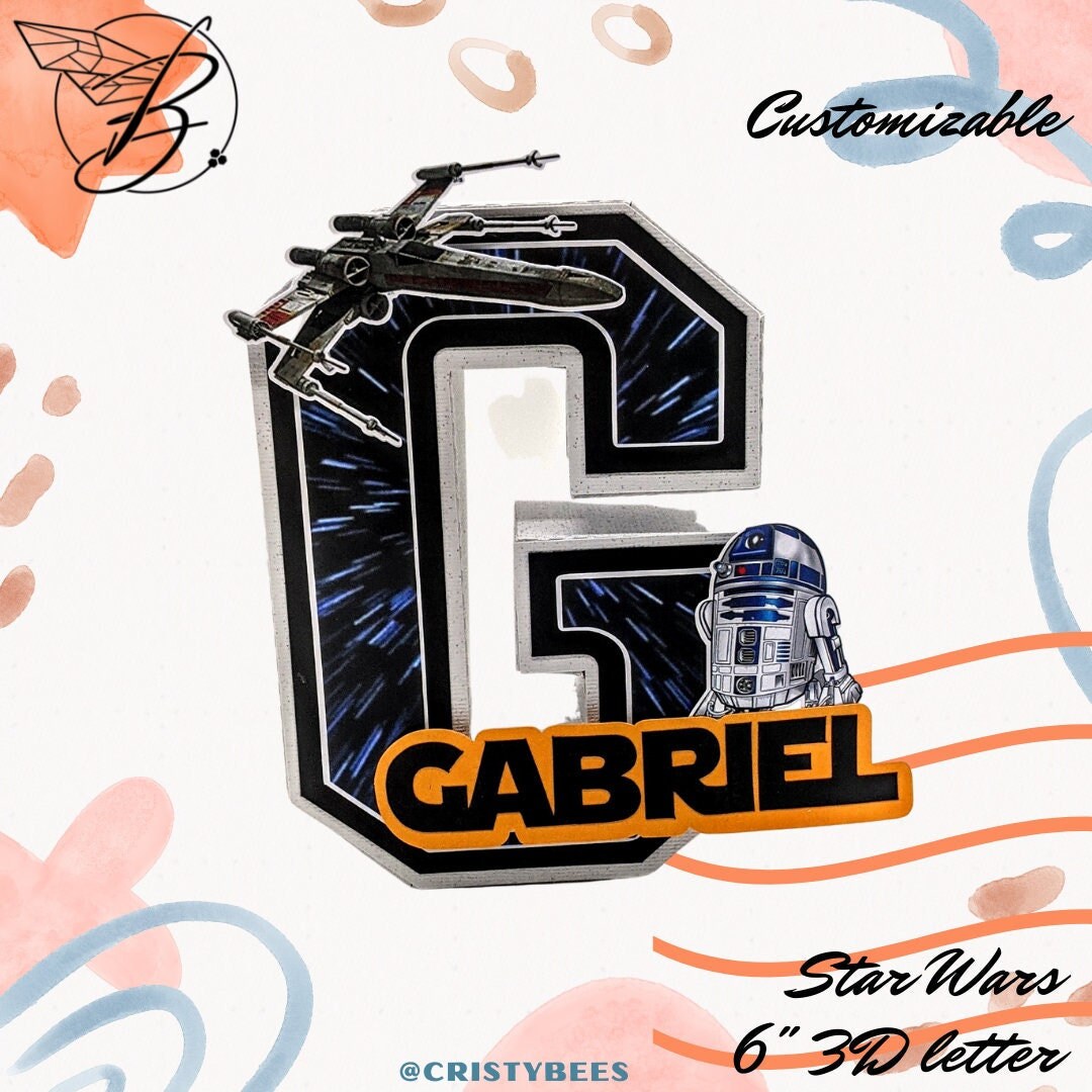 3D Letter Theme Star Wars Party, Custom Letter Star Wars, Galaxy Party ...