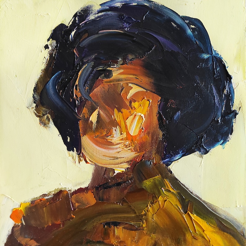 Faceless Portrait Original Oil Painting Square Modern Wall | Etsy