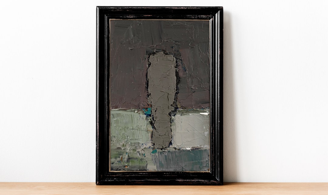 Dark Gray Painting Original Oil Painting Shades of Gray Wall Art Small ...