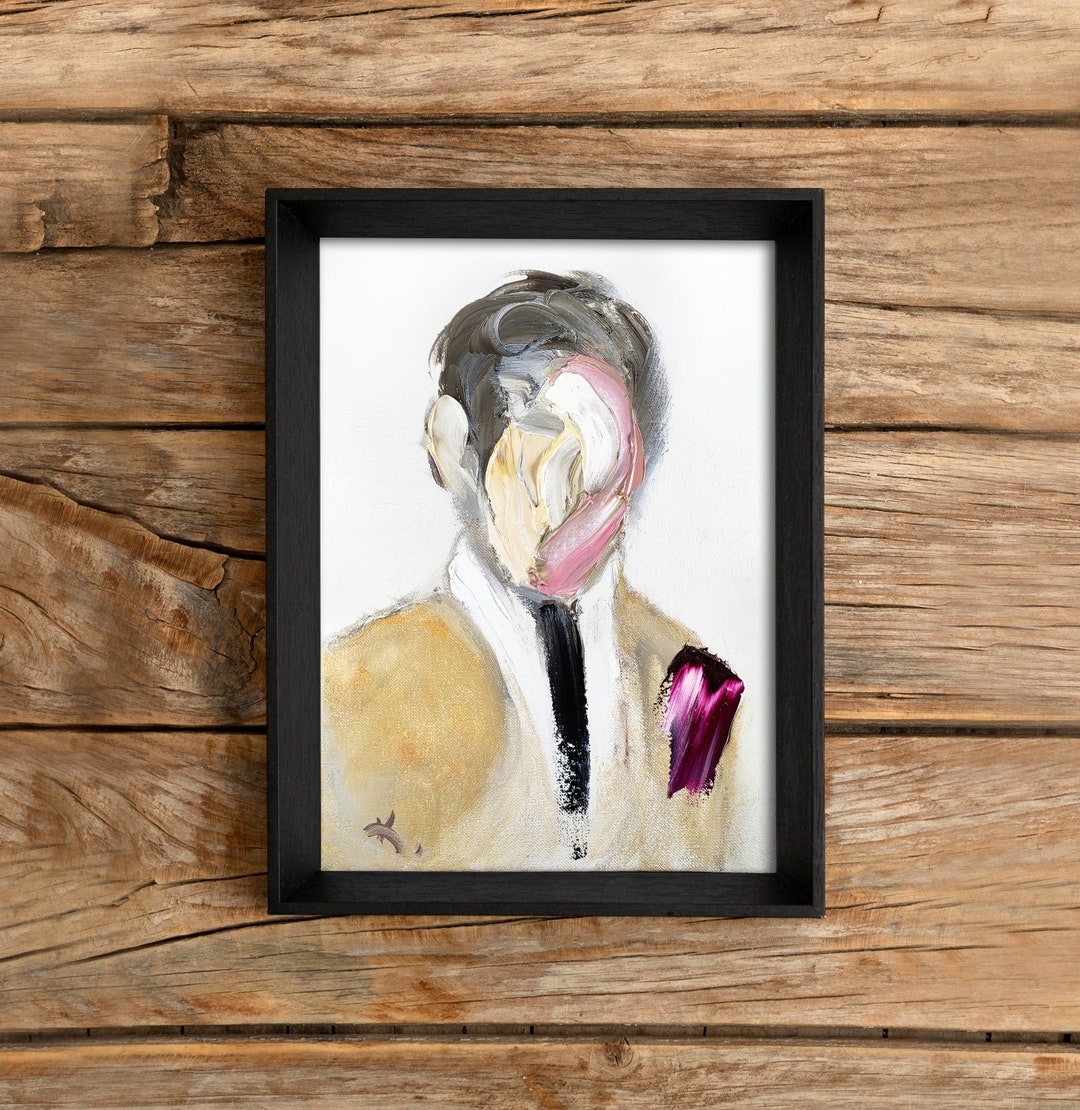 Male Portrait Original Faceless Painting Man No Face Art Oil on Canvas ...