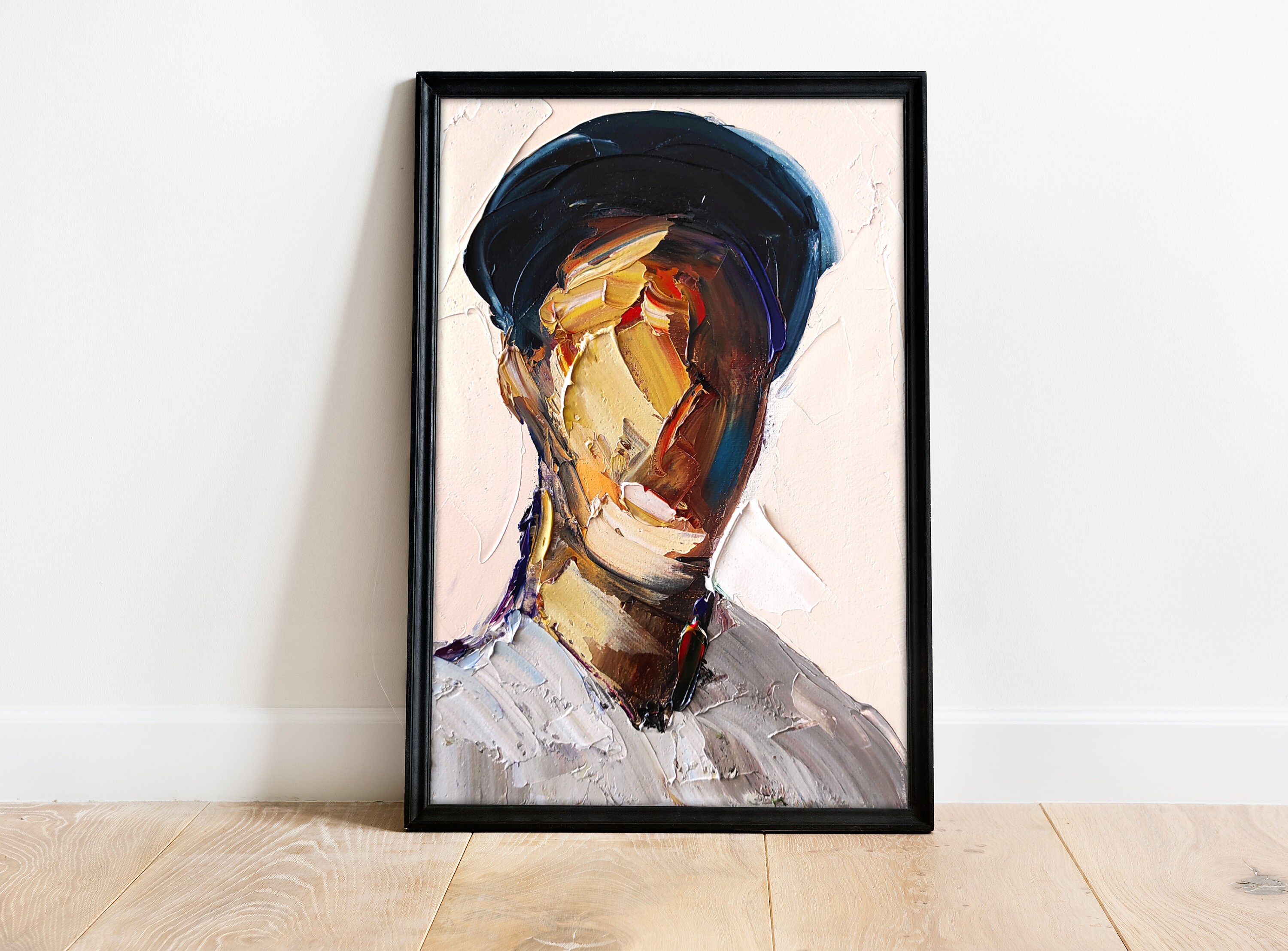 Man Abstract Portrait Original Wall Decor Faceless Oil | Etsy