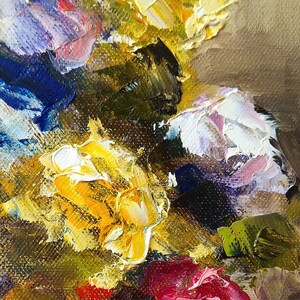 Flower Painting оriginal on Canvas Bouquet Wildflowers in Vase Palette ...
