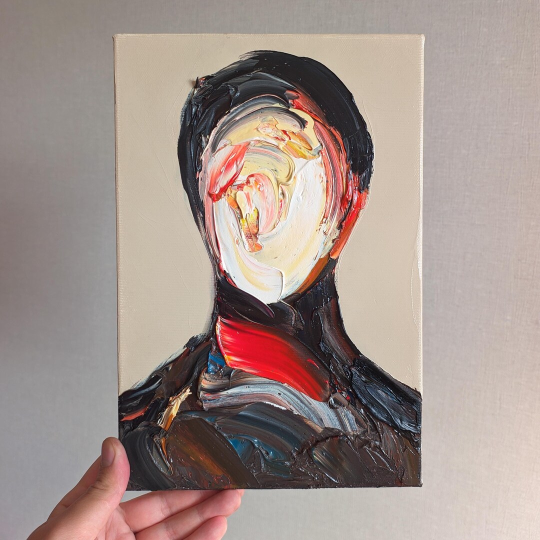 Abstract Face Art Painting Textured Impasto Painting Deconstructed ...