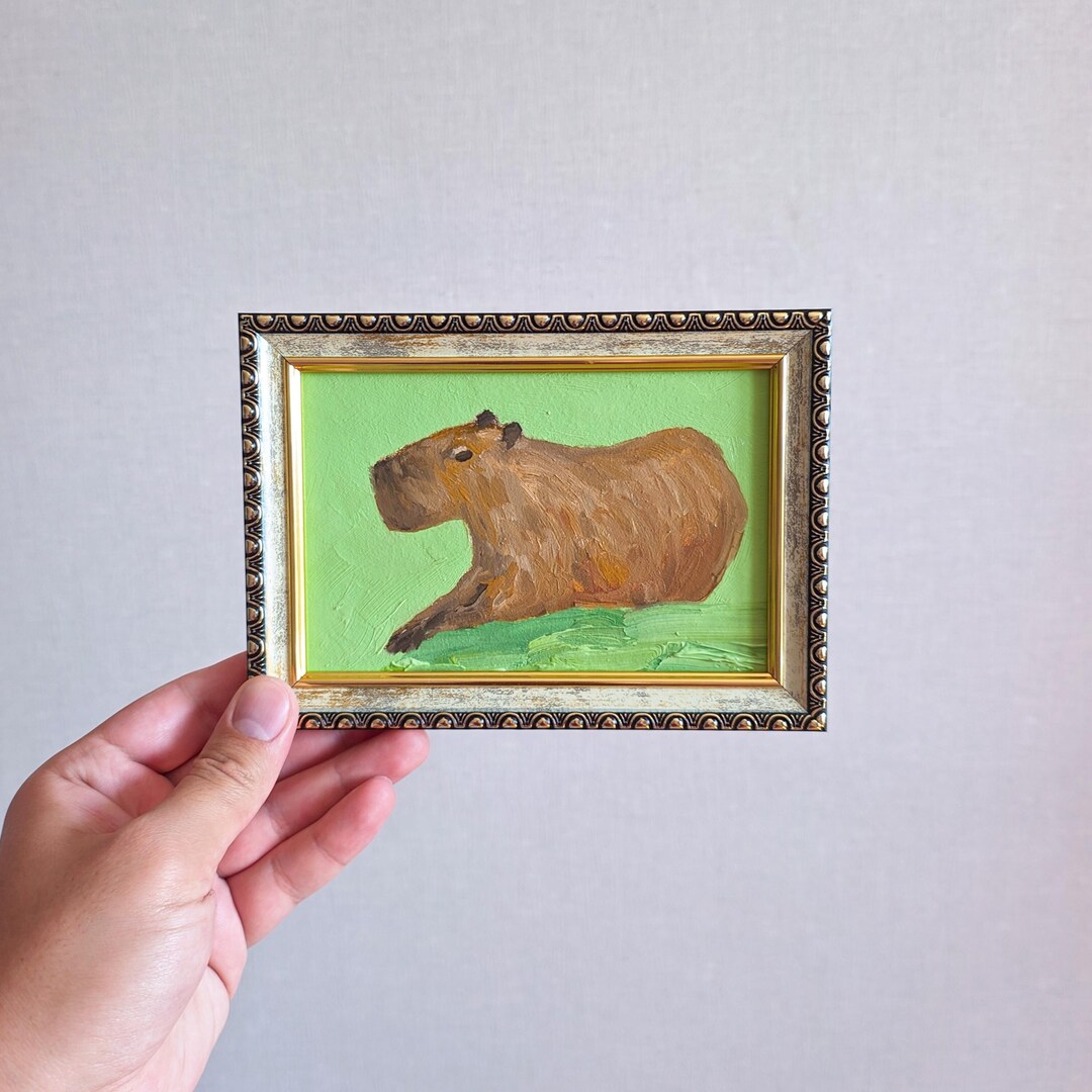 Capybara Painting Original Art Framed Oil Painting Pet Portrait Cute ...