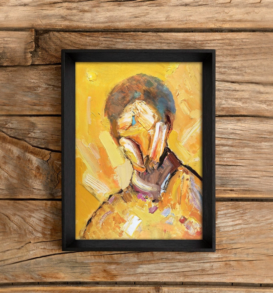 Yellow Abstract Faceless Portrait Abstract Man Original Painting Light ...