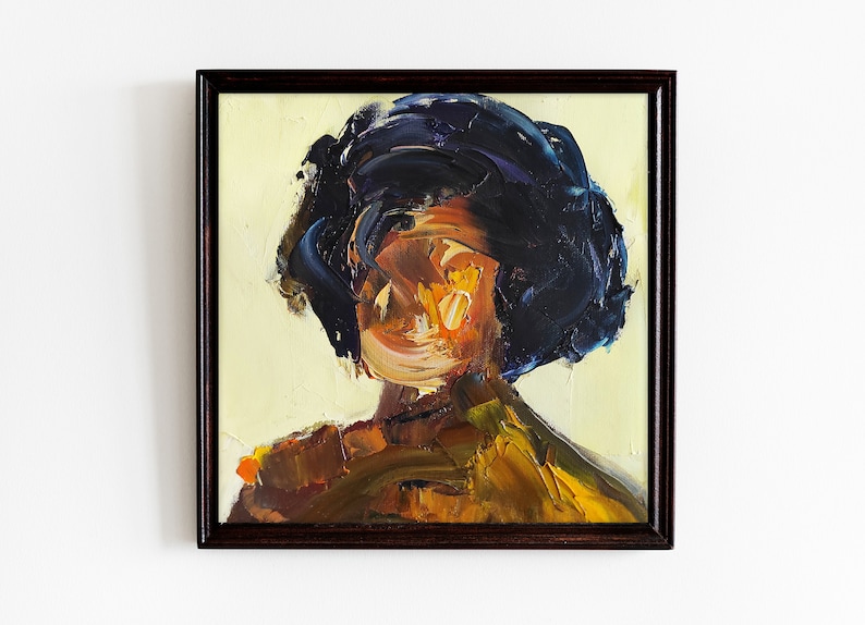 Faceless Portrait Original Oil Painting Square Modern Wall | Etsy