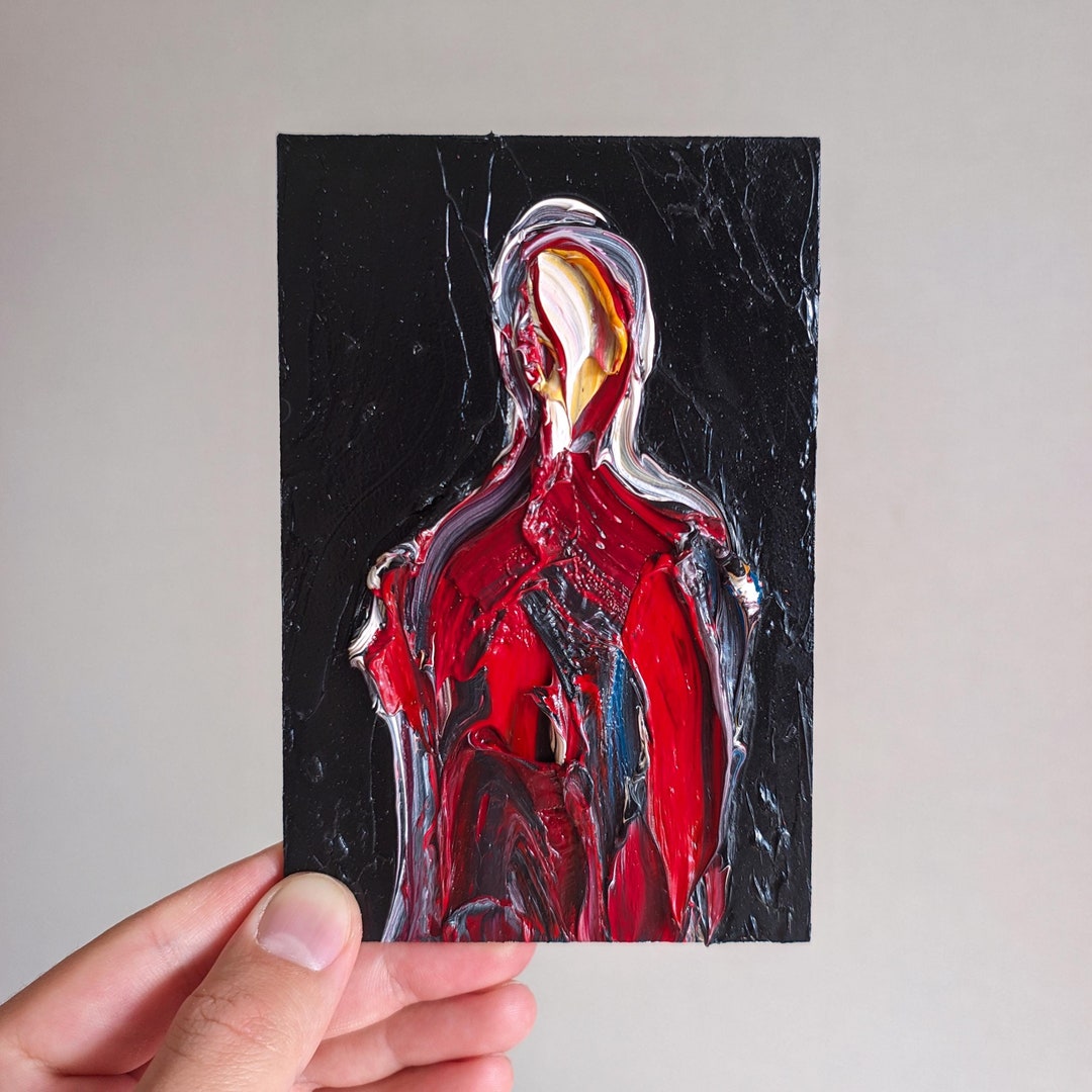 Dark Abstract Portrait Faceless Painting Black No Face Art Oil ...