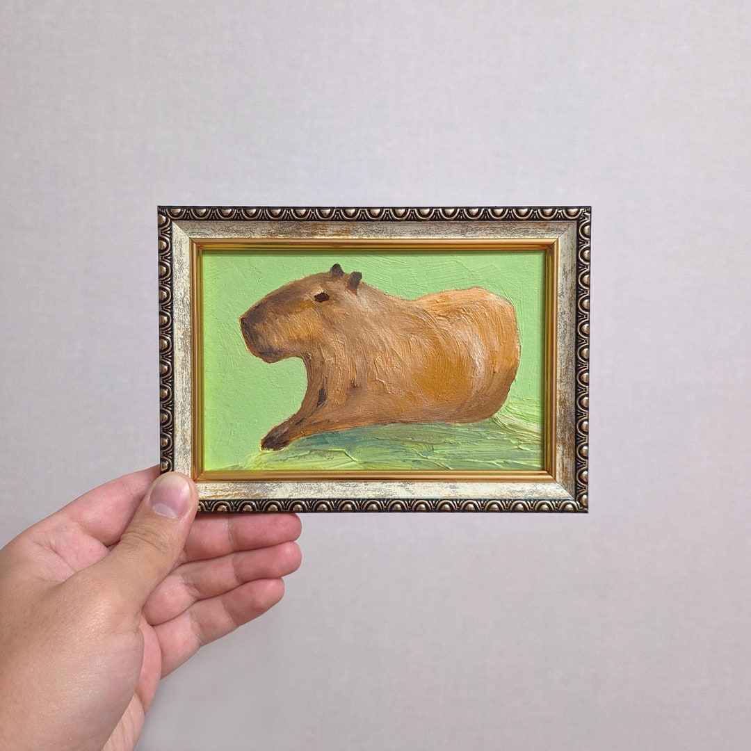 Capybara Painting Original Art Framed Oil Painting Pet Portrait Cute ...