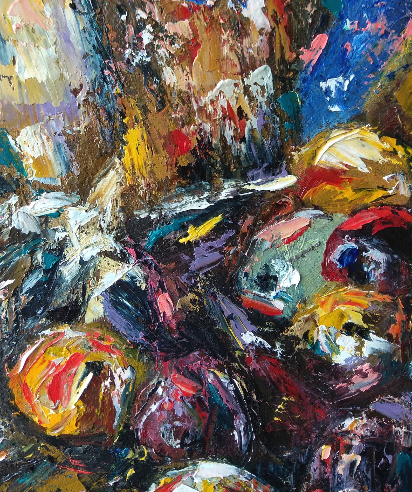 Abstract Fruits Painting on Canvas. Square Bright Fruit | Etsy