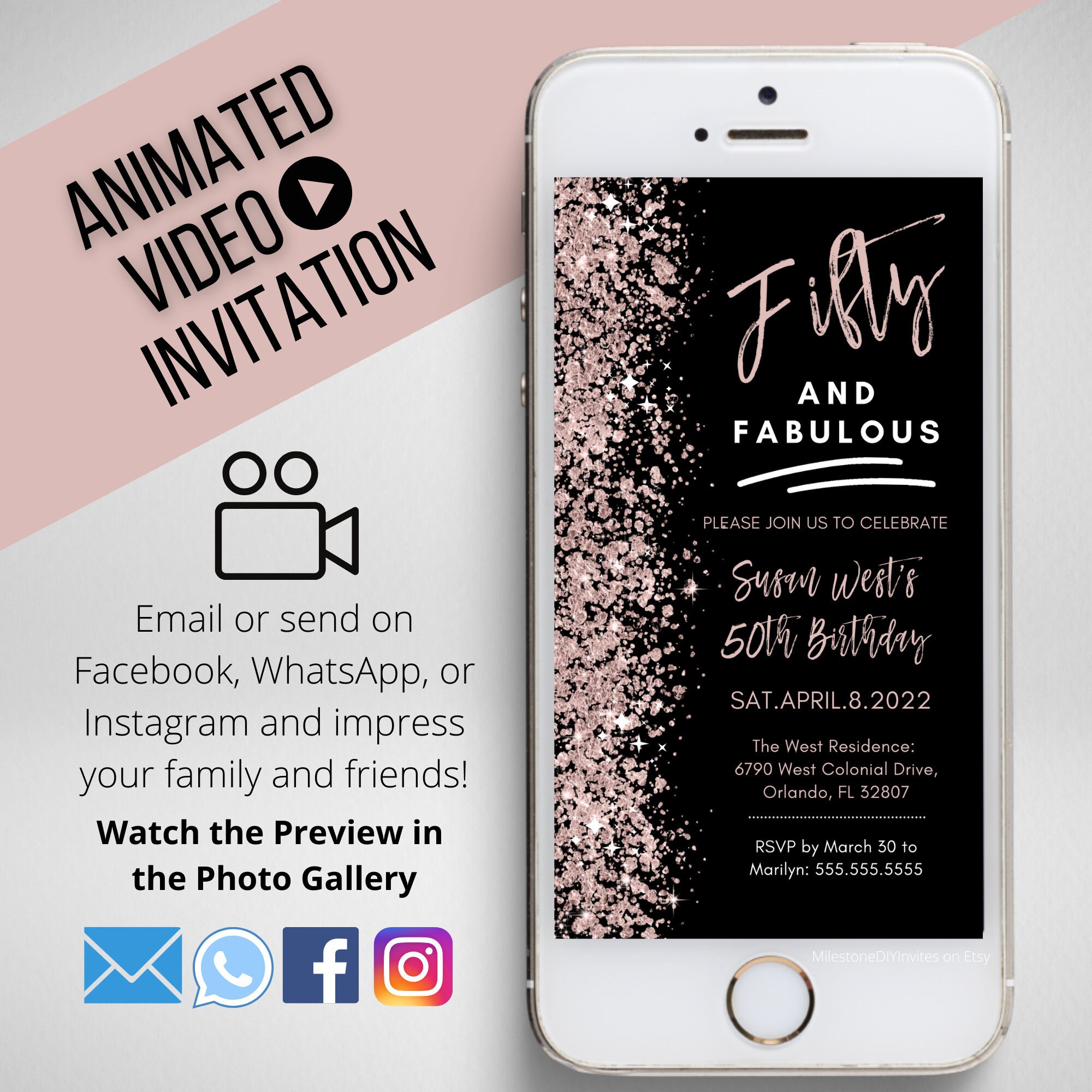 Paper & Party Supplies Paper Electronic birthday text invitation ...