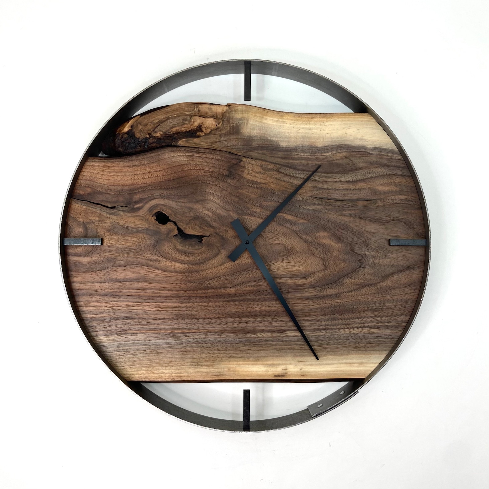 Made to Order 14” Black Walnut Live Edge Wood Wall Clock, Unique ...