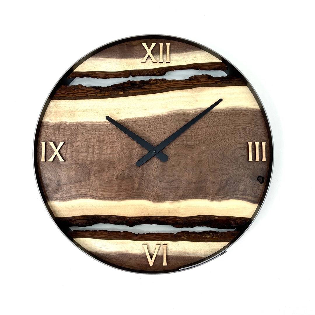 Made to Order 18" Black Walnut Live Edge Wood Wall Clock, Unique ...